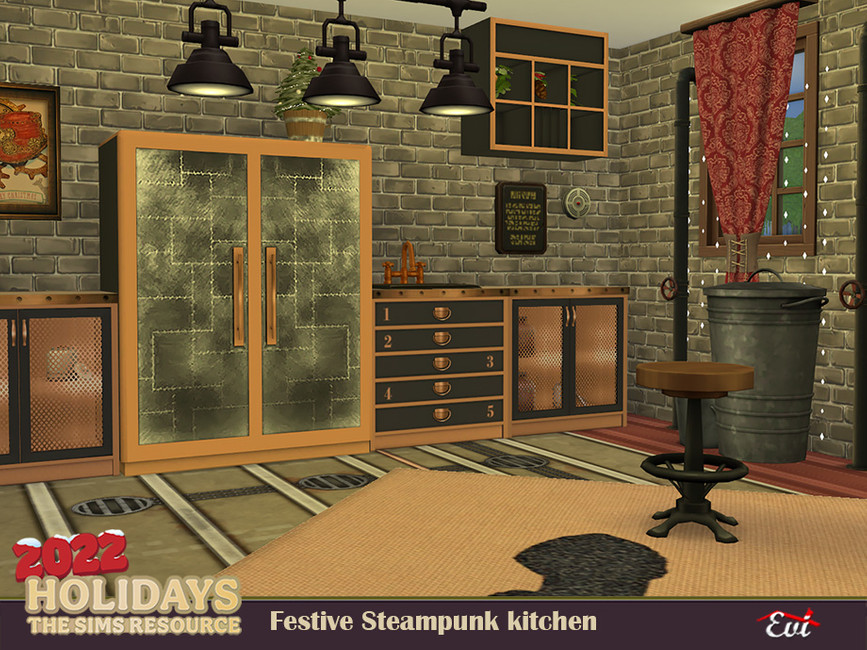 The Sims Resource - Festive Steampunk kitchen_TSR only CC
