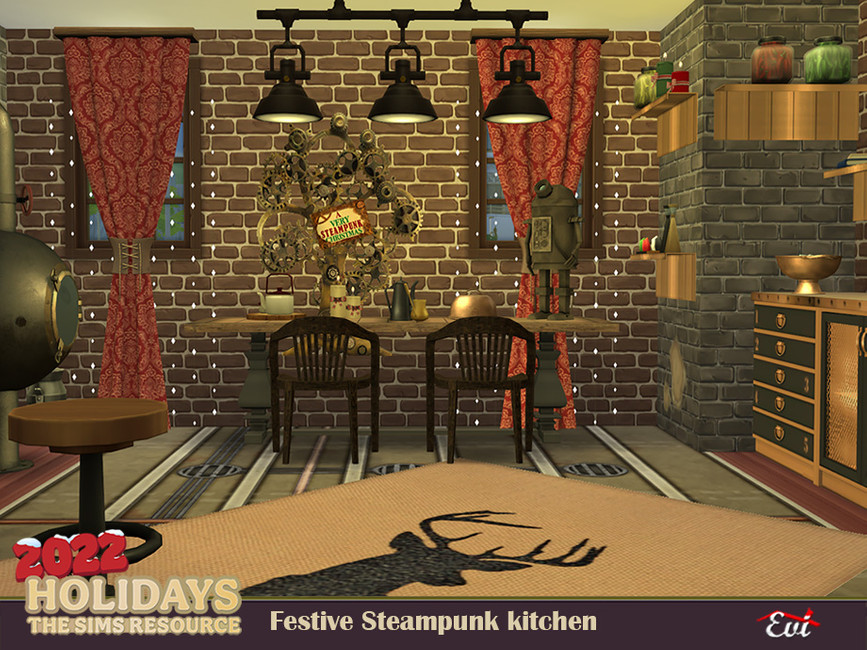 The Sims Resource - Festive Steampunk kitchen_TSR only CC