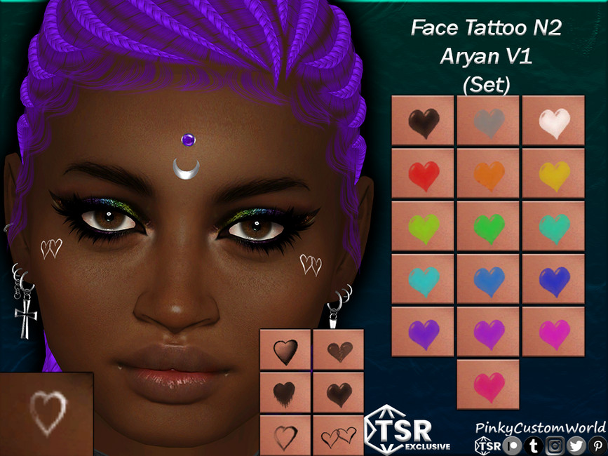 The Sims Resource - Face Tattoo N2 - Aryan V1 (Set)