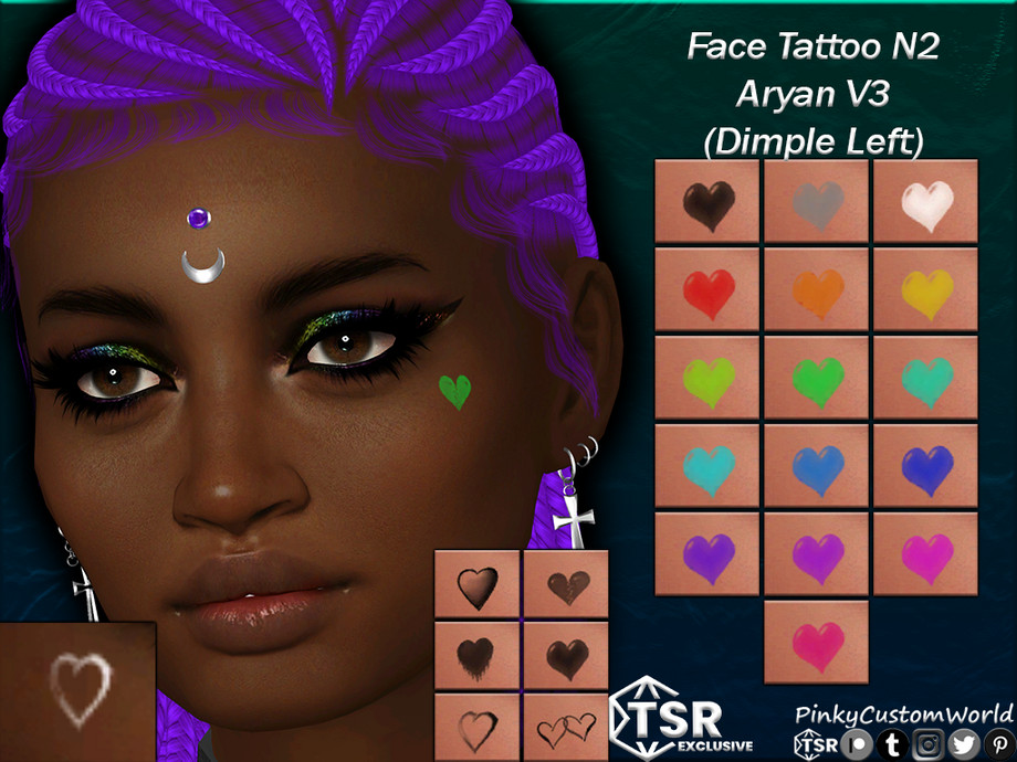 The Sims Resource | Face Tattoo N2 - Aryan V3 (Dimple Left)