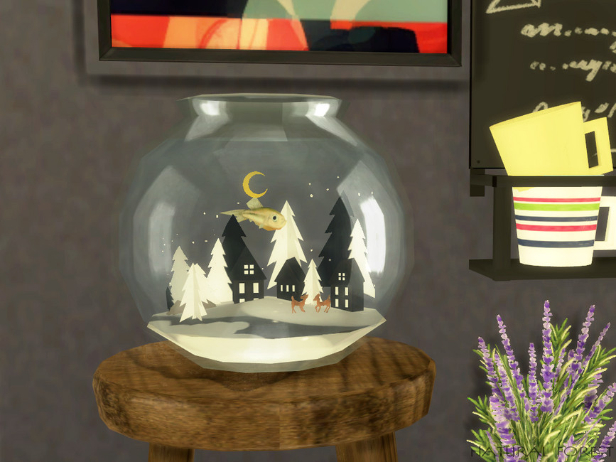 The Sims Resource - Crystal Fishbowl // fawns in a snowy town