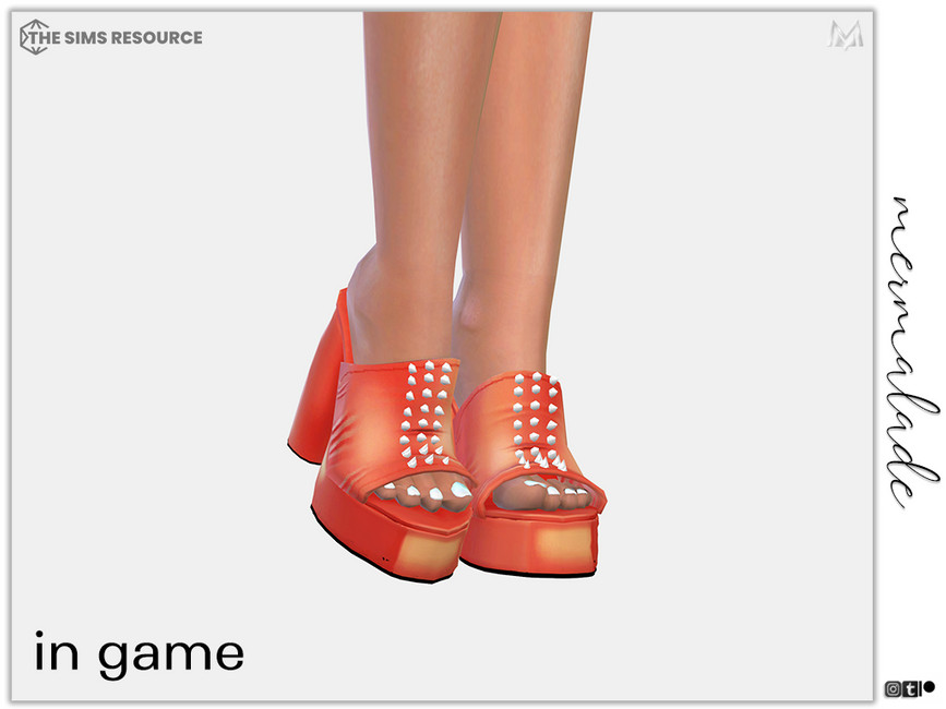 The Sims Resource - Studded Platform Heeled Mules S84