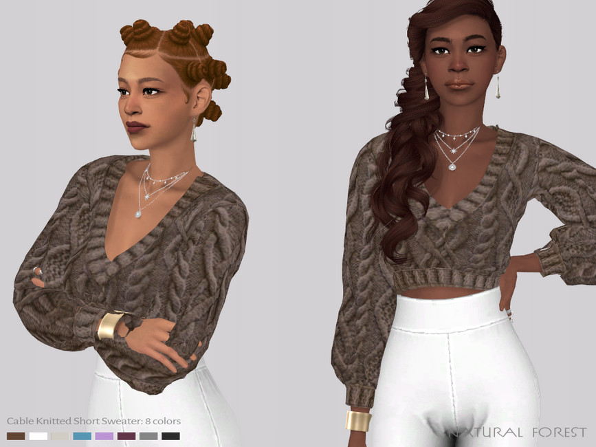 The Sims Resource - Cable Knitted Short Sweater
