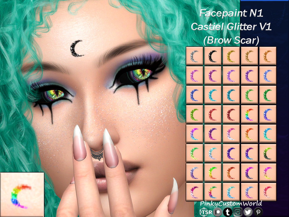 The Sims Resource | [PATREON] Facepaint N1 - Castiel Glitter V1 (Brow Scar)