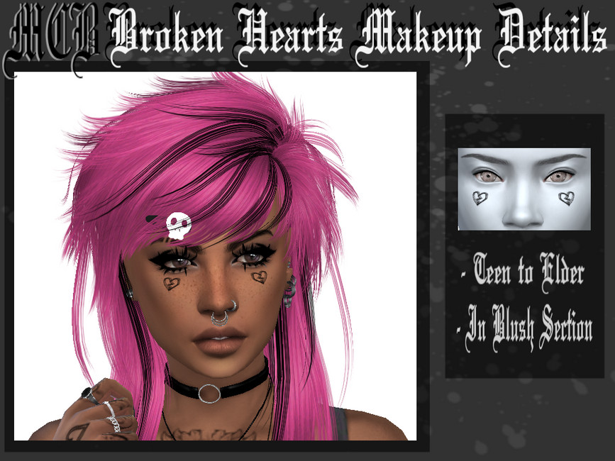 The Sims Resource - Broken Hearts Makeup Details