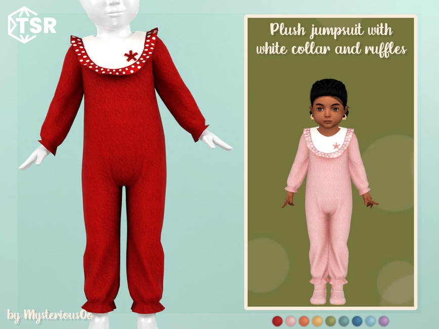 The Sims Resource - Plush jumpsuit with white collar and ruffles
