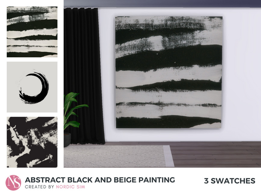 The Sims Resource - Abstract black and beige painting