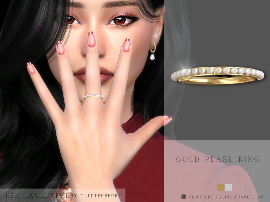 The Sims Resource - Pearl Gold Middle Ring