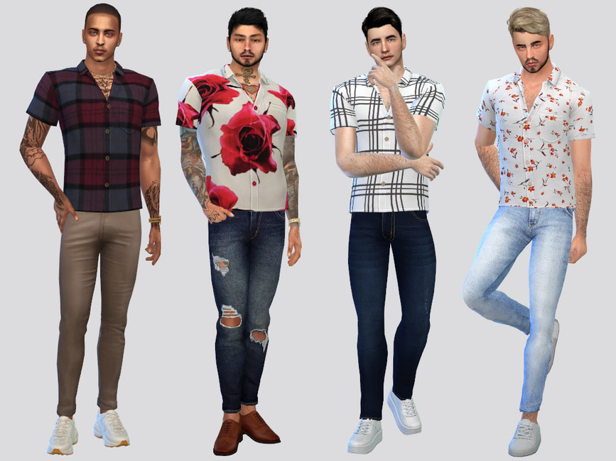 The Sims Resource - Micro & Plaid Button Shirt