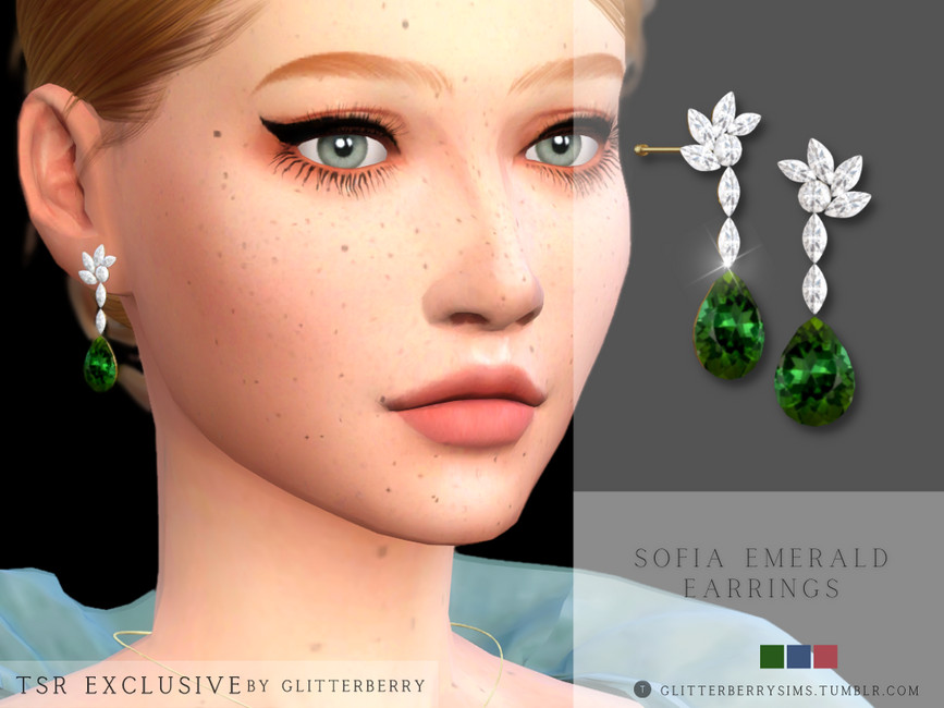 The Sims Resource - Sofia Emerald Earrings