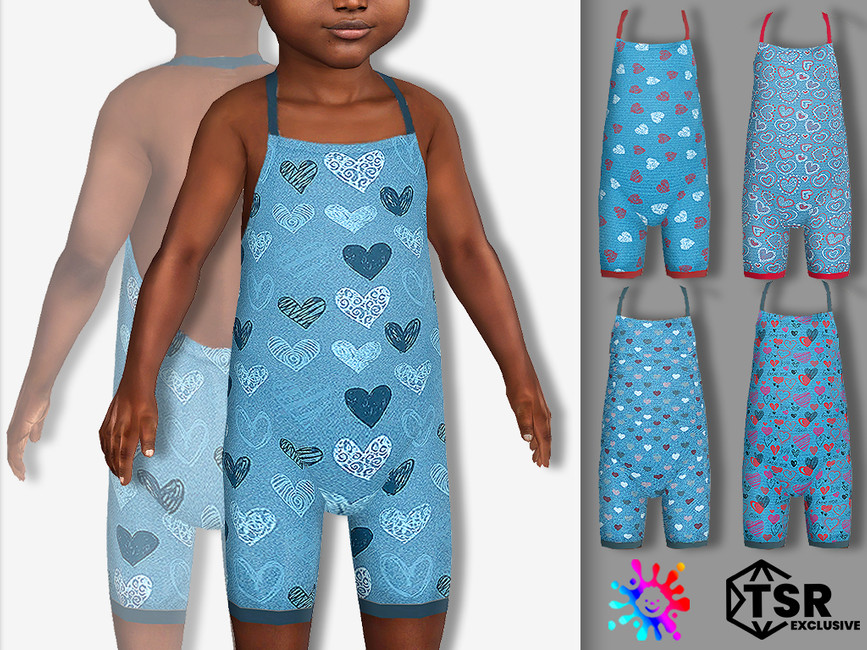 The Sims Resource - Toddler Denim Hearts Romper