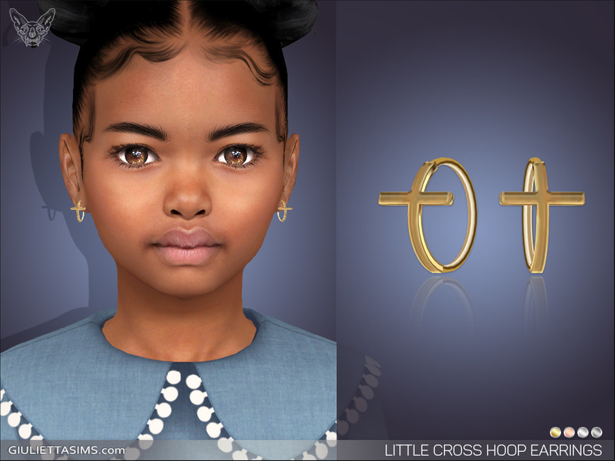 The Sims Resource - Little Cross Hoop Earrings For Kids