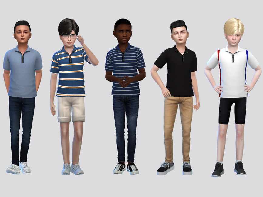 The Sims Resource - Zippered Polo Boys