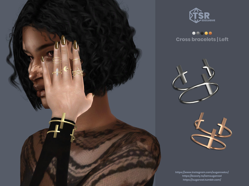 The Sims Resource - Cross bracelets | Left