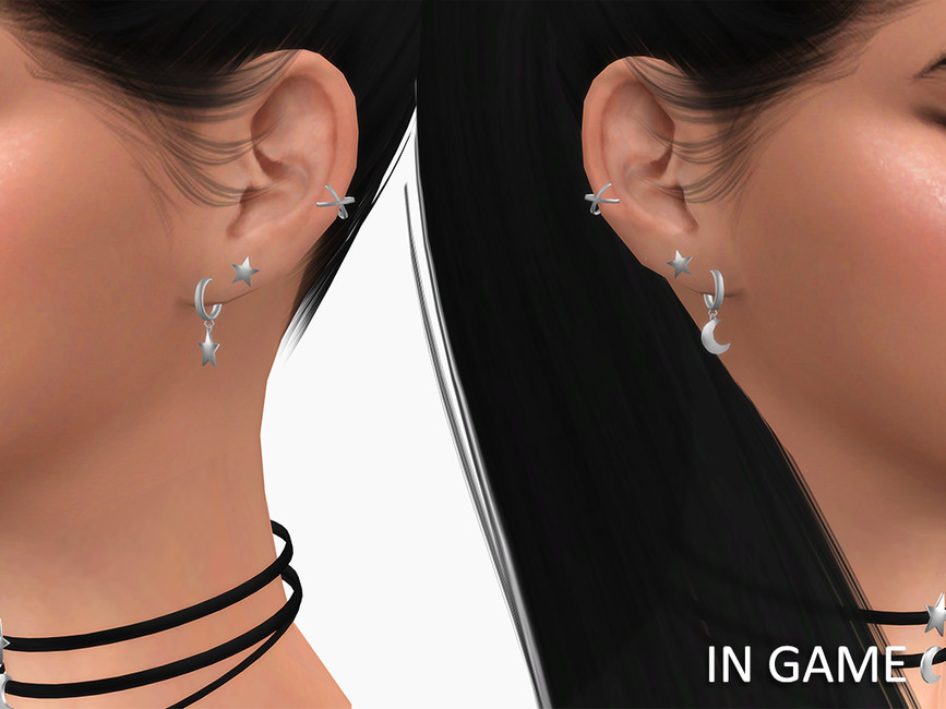 The Sims Resource - Moon&Star Earrings