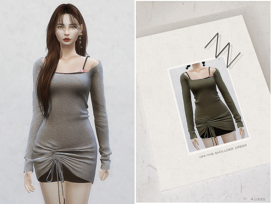 The Sims Resource - OFF-THE-SHOULDER DRESS
