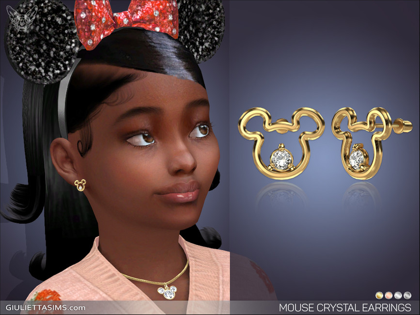 The Sims Resource - Mouse Crystal Earrings For Kids