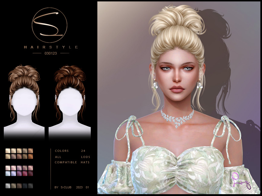 The Sims Resource - Updo hairstyle (030123 Liz)