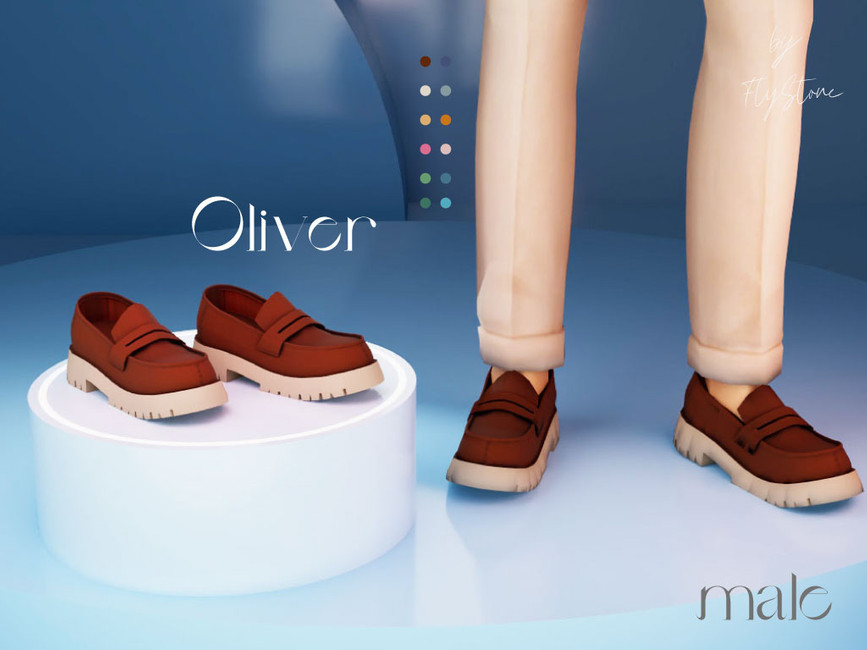 The Sims Resource - Oliver - male beige leather loafers