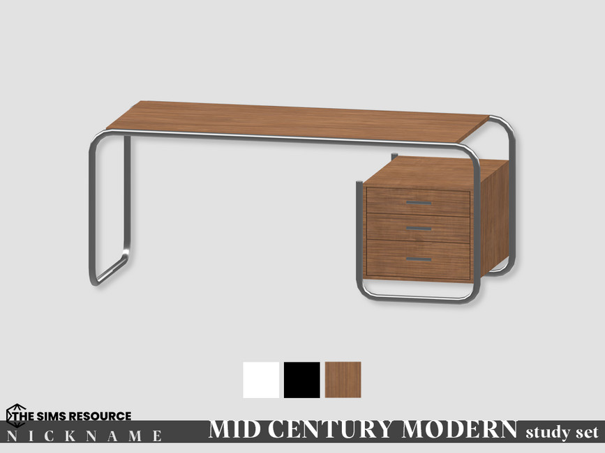 The Sims Resource - MID CENTURY MODERN study set_desk ver2
