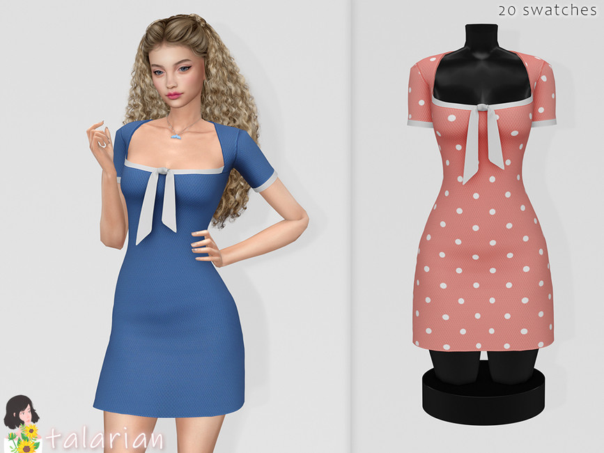 The Sims Resource - Isabel mini dress with short sleeves