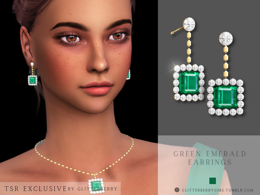 The Sims Resource - Green Emerald Earrings