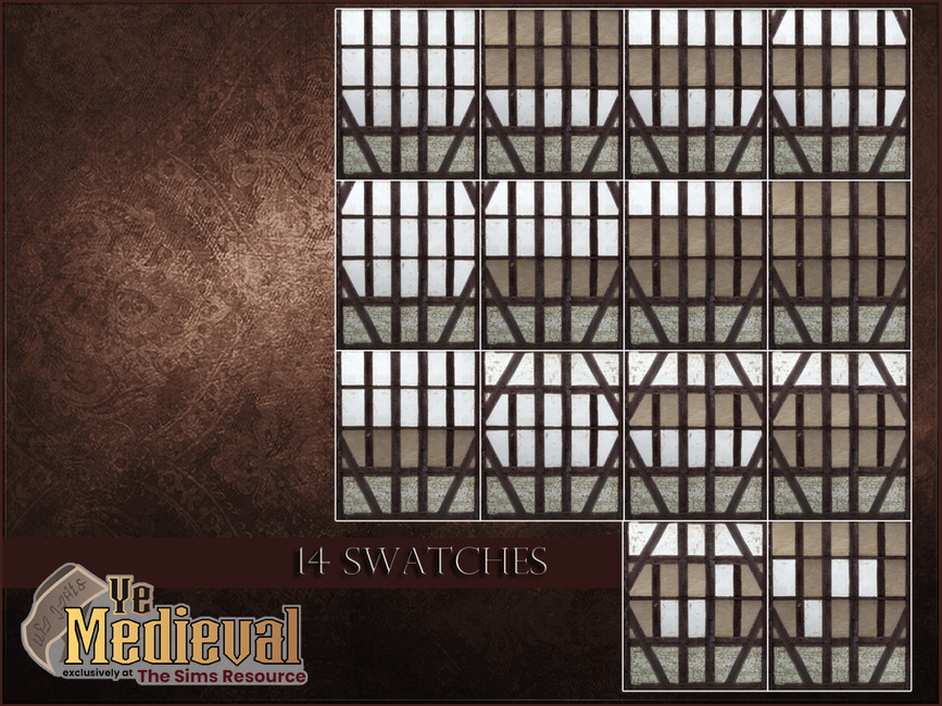 The Sims Resource - YeMedieval Timber Frame Walls - Stone01 - Dark brown