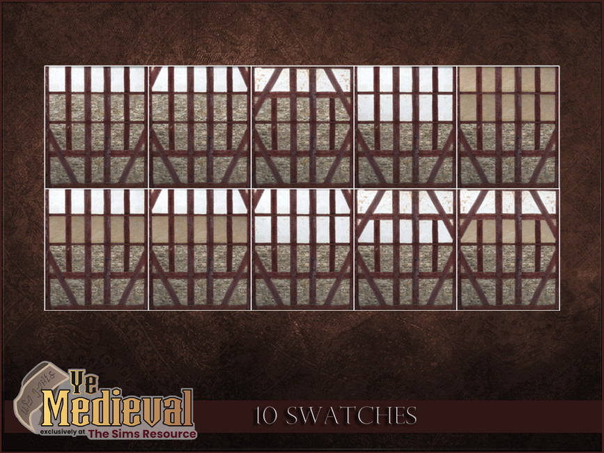 The Sims Resource - YeMedieval Timber Frame Walls - Stone04-1 - Dark red