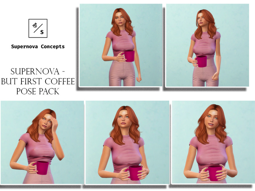 The Sims Resource - But First Coffee Pose Pack