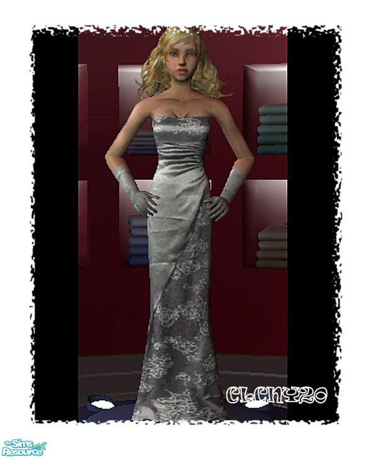 The Sims Resource - Silver Silk Dress For Teen Girls