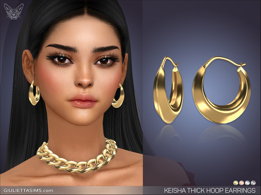The Sims Resource - Keisha Thick Hoop Earrings