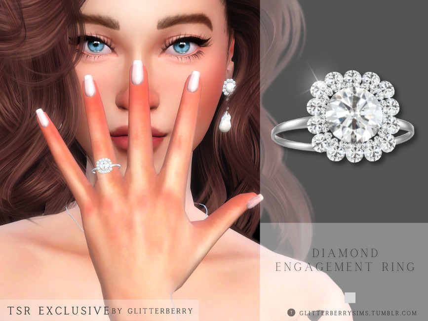The Sims Resource - Halo Diamond Engagement Ring