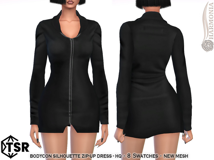 The Sims Resource - Bodycon Silhouette Zip-up Dress