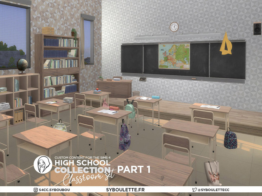 The Sims Resource - Patreon release - High school Classroom set part 1