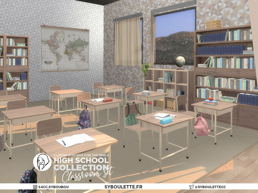The Sims Resource - Patreon release - High school Classroom set part 1