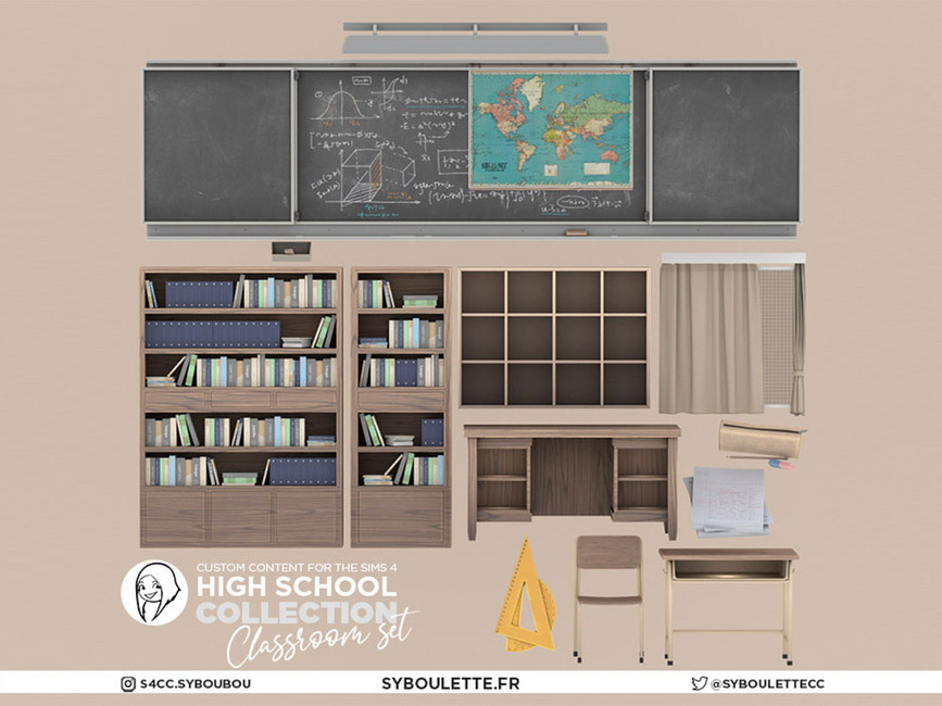The Sims Resource - Patreon release - High school Classroom set part 2