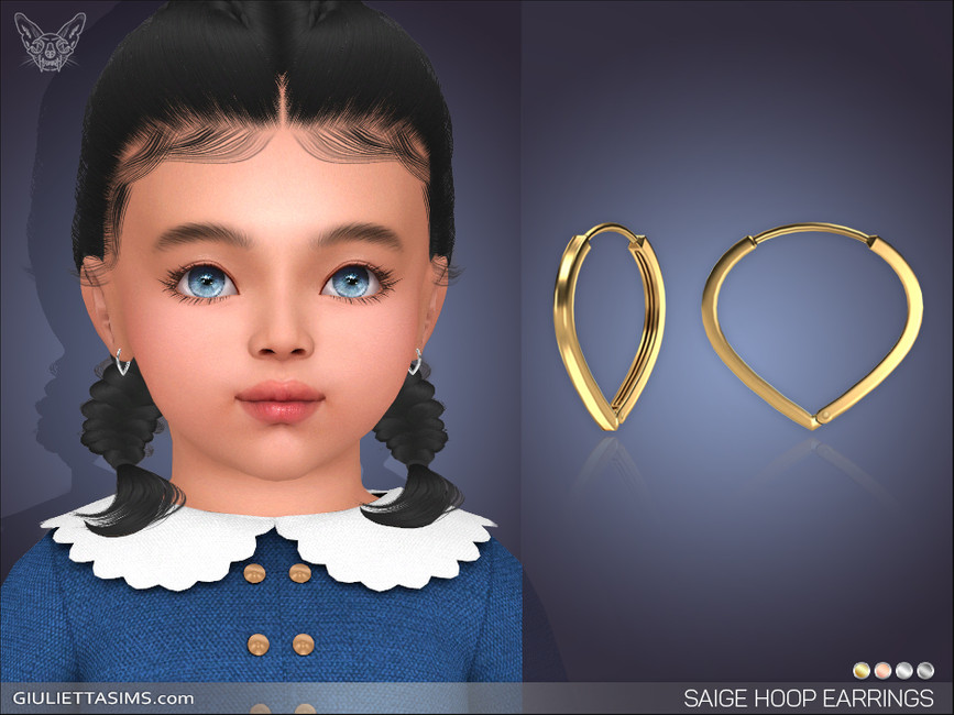 The Sims Resource - Saige Hoop Earrings For Toddlers