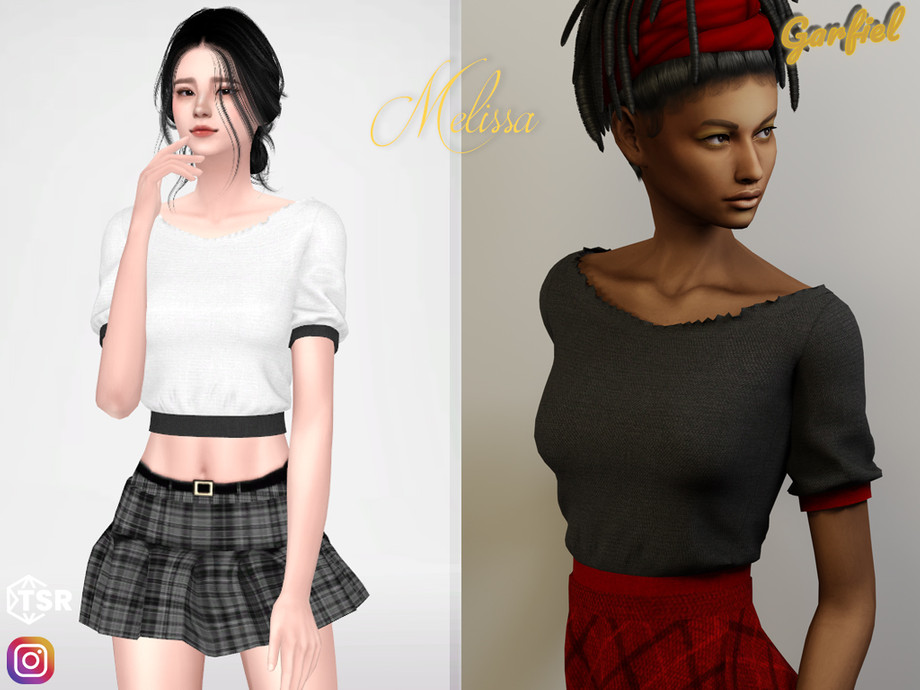 The Sims Resource | Melissa - Top with colored cuffs