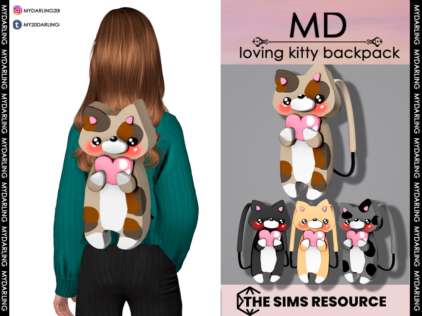The Sims Resource - loving kitty backpack Child