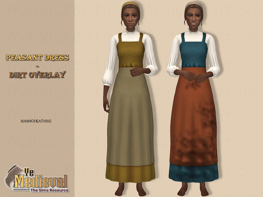 The Sims Resource - Ye Medieval - Peasant Dress / Dirt Overlay Set