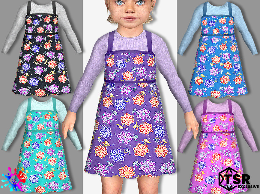 The Sims Resource - Toddler Flower Pinafore Dress - Needs SP Toddler