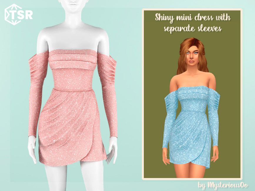 The Sims Resource - Shiny mini dress with separate sleeves