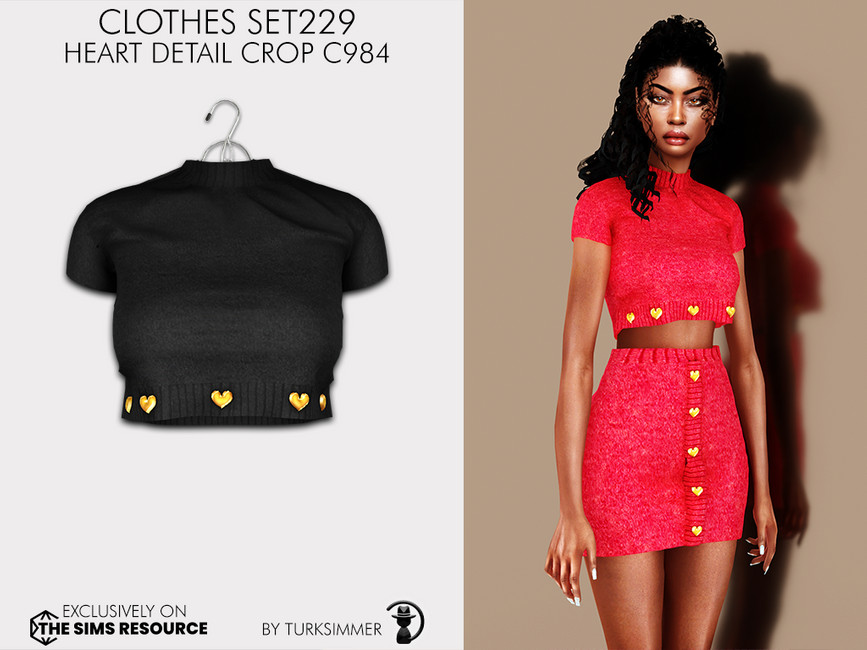 The Sims Resource - Clothes SET229 - Heart Detail Crop C984