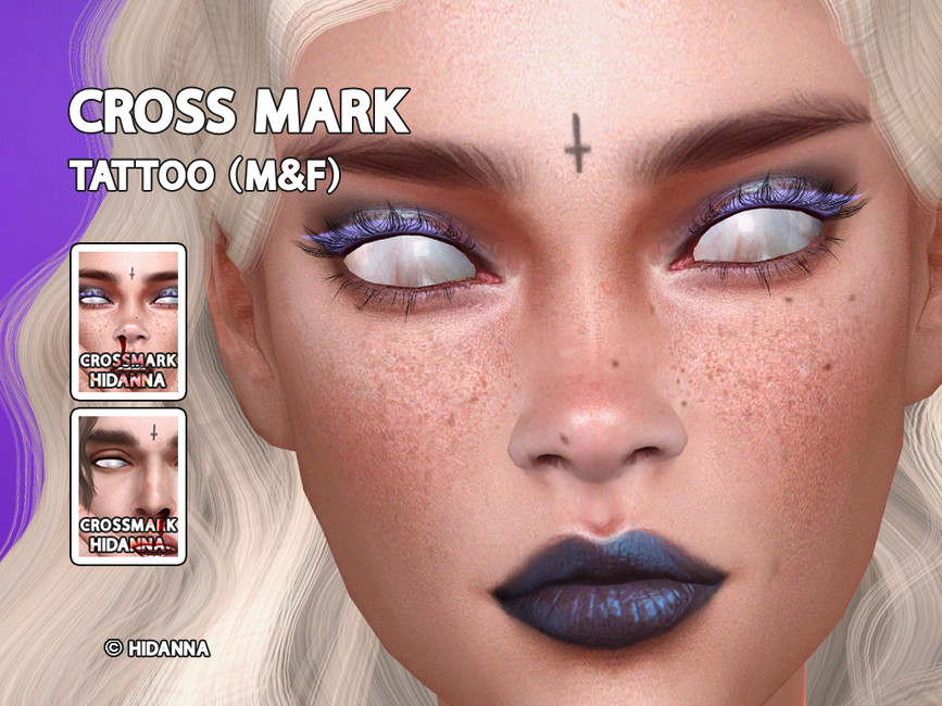 The Sims Resource - Cross Mark (Tattoo) - M&F HQ