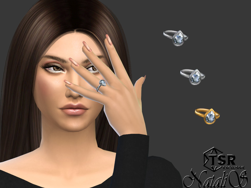 The Sims Resource - Pear cut diamond bezel engagement ring