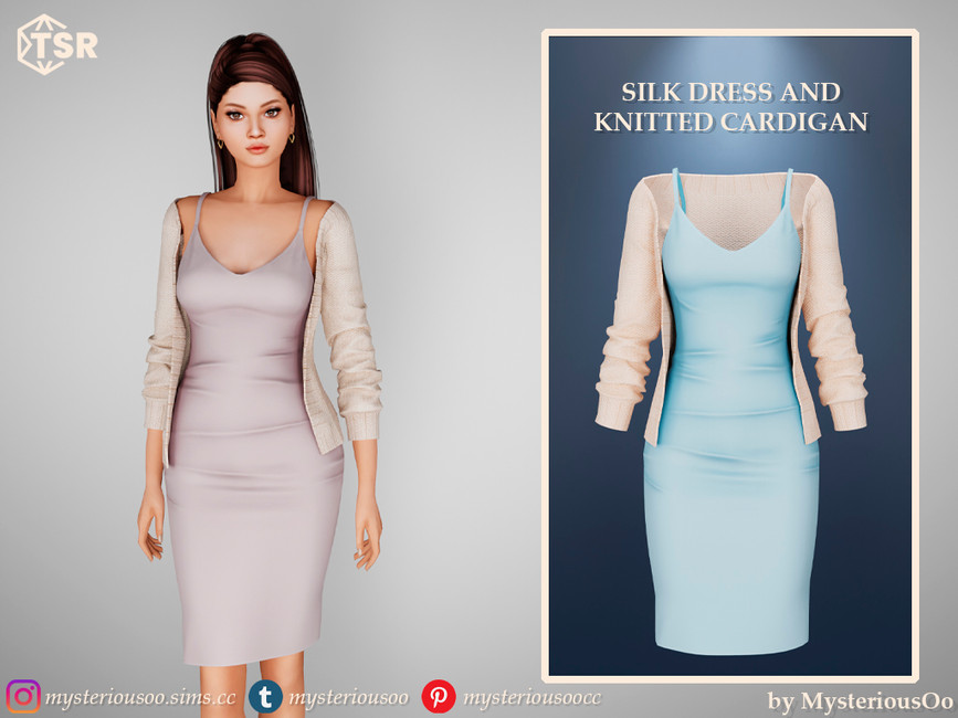 The Sims Resource - Silk dress and knitted cardigan