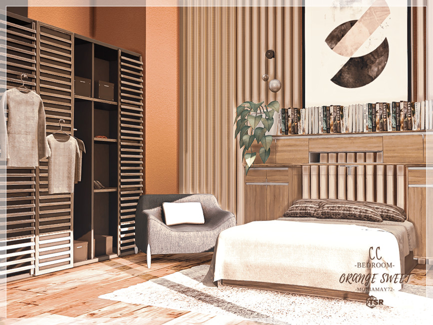 The Sims Resource - Orange Sweet Bedroom CC only TSR