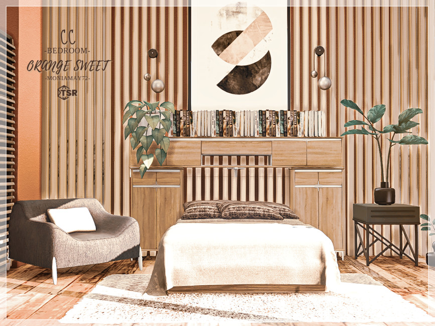 The Sims Resource - Orange Sweet Bedroom CC only TSR