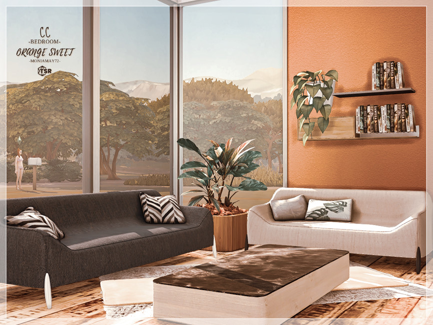 The Sims Resource - Orange Sweet Bedroom CC only TSR