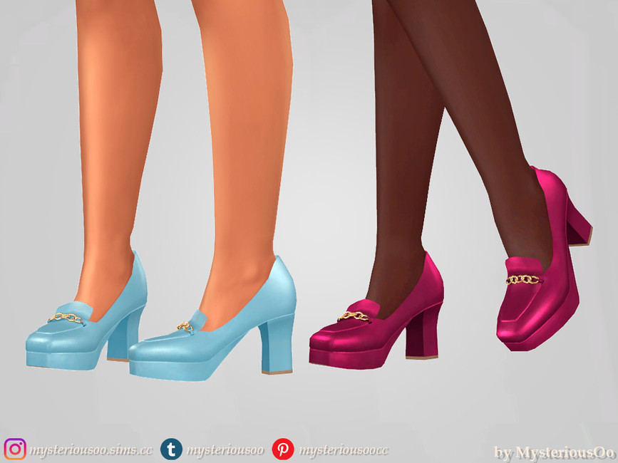 The Sims Resource - Shoes with square toe and chain